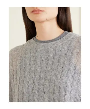 LISA YANG Long-sleeved Crew Neck Sweater - Light Gray