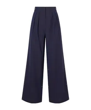 Tibi Cotton-blend Wide-leg Jeans With Pleats And Checked Pattern