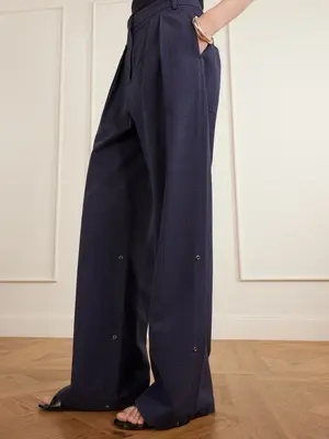 Tibi Cotton-blend Wide-leg Jeans With Pleats And Checked Pattern