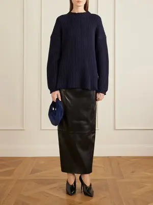 Khaite Olivia Crescent Mini Tote Bag - Midnight Blue