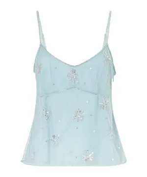 Staud Elsa Embellished Mesh Top
