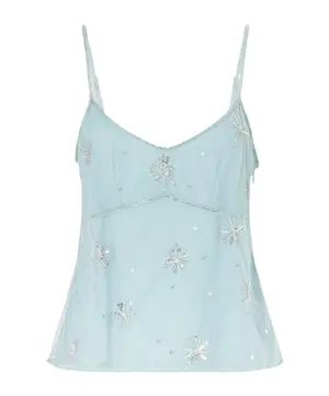 Staud Elsa Embellished Mesh Top - No