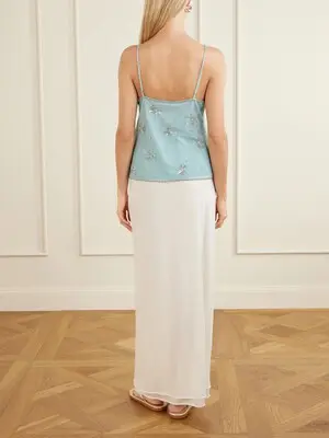 Staud Elsa Embellished Mesh Top - No