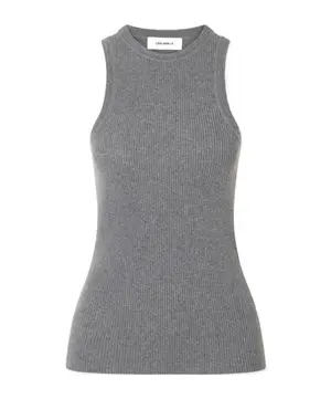 LISA YANG Amaya Ribbed Tank Top - Light Gray