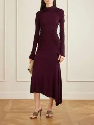 Victoria Beckham Gathered Crepe Maxi Dress