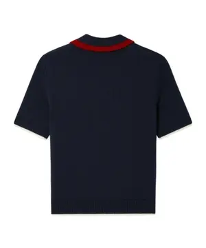 Casablanca Navy Merino Short Sleeve Polo Shirt