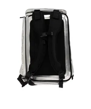 DIESEL® Logo Print Metallic Backpack - Silver