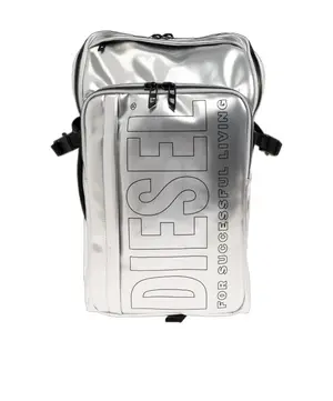 DIESEL® Logo Print Backpack - Silver