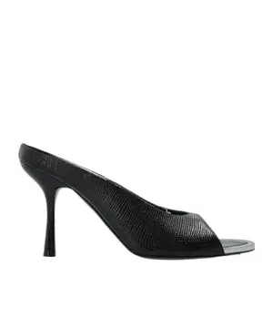 DIESEL® D-diams Lizard-effect Leather Mules - Black
