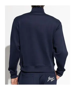 Balmain High-neck Long-sleeve Zip-up Jacket With Chest Print