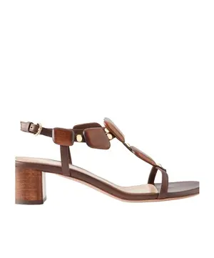 GIANVITO ROSSI Wood-embellished Heeled Sandals - Brown