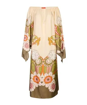 La DoubleJ Goddess Dress Printed Off-the-shoulder