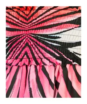 Roberto Cavalli Short-sleeved Tiered Dress With Abstract Print