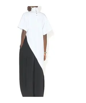 Alaïa High Neck Short Sleeve Asymmetrical Jersey T-shirt - White