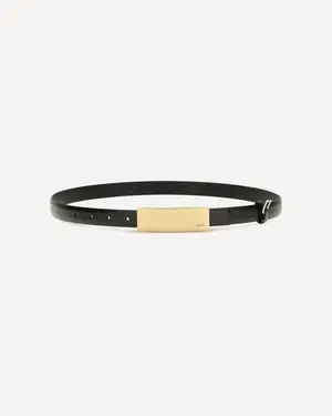 Khaite Logo Engraved Leather Belt - Black