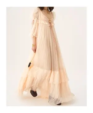 Chloé Oversized Long Ruffled Tulle Dress
