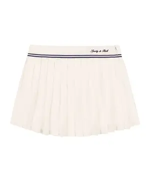 SPORTY  RICH Sporty & Rich Pleated Skirt With Striped Ribbed Waistband