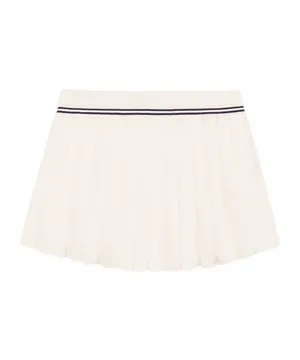 SPORTY  RICH Sporty & Rich Pleated Skirt With Striped Ribbed Waistband