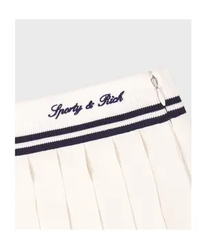 SPORTY  RICH Sporty & Rich Pleated Skirt With Striped Ribbed Waistband