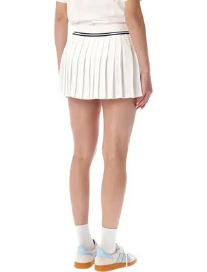 SPORTY  RICH Sporty & Rich Pleated Skirt With Striped Ribbed Waistband
