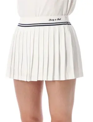 SPORTY  RICH Sporty & Rich Pleated Skirt With Striped Ribbed Waistband