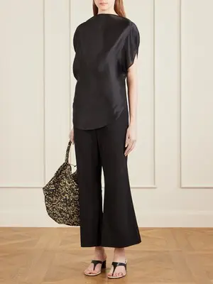Khaite Poppi Satin Blouse - Black