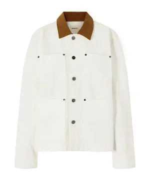 Khaite Khaite Wyatt Corduroy-Trimmed Denim Jacket White