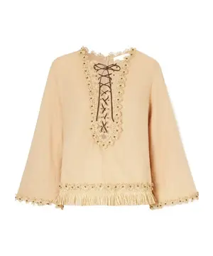 Zimmermann Mahon Leather Blouse - Nude