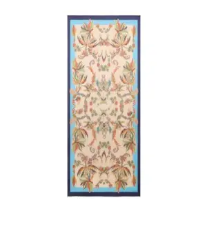 Etro Modal And Cashmere Scarf With Paisley Foliage Motif - Blue