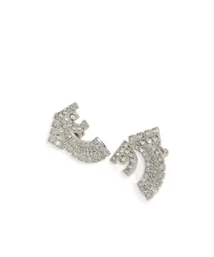 FERRAGAMO Crystal Embellished Deconstructed Gancio Stud Earrings