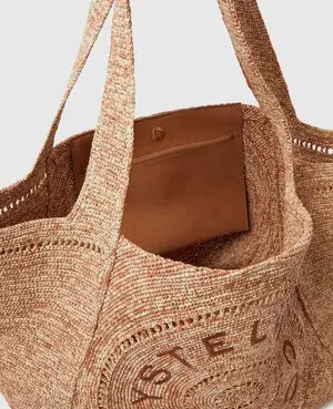 Stella McCartney Logo Embroidered Raffia Tote Bag