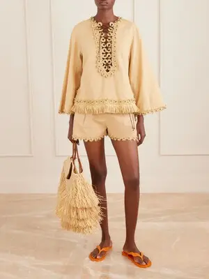 Zimmermann Mahon Flower Pleated Shorts