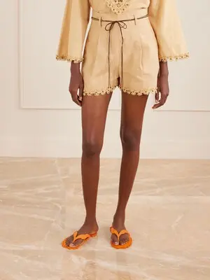 Zimmermann Mahon Flower Pleated Shorts