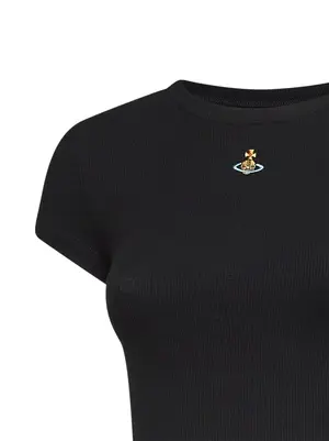 VIVIENNE WESTWOOD Cropped Ribbed T-shirt With Orb Embroidery