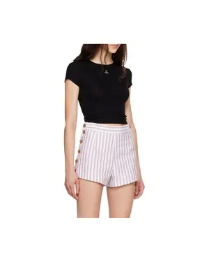VIVIENNE WESTWOOD Cropped Ribbed T-shirt With Orb Embroidery