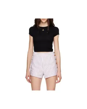VIVIENNE WESTWOOD Cropped Ribbed T-shirt With Orb Embroidery