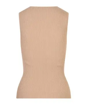 Peserico Sleeveless V-neck Ribbed Knit Top