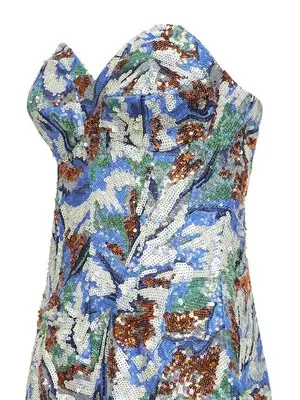 Rabanne Sequined Floral Strapless Dress