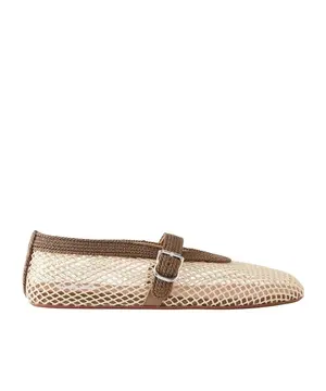 Alaïa Embroidered Satin-cord And Mesh Ballet Flats