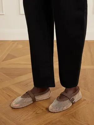 Alaïa Embroidered Satin-cord And Mesh Ballet Flats
