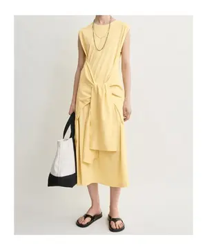 TOTEME Sleeveless Knot Detail Midi Dress - Cream
