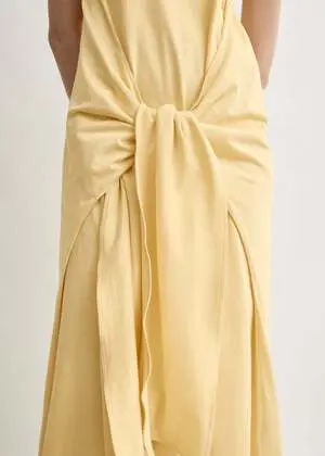 TOTEME Sleeveless Knot Detail Midi Dress - Cream