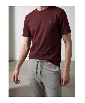 Brunello Cucinelli Logo Embroidered Crewneck T-shirt - Deep Red