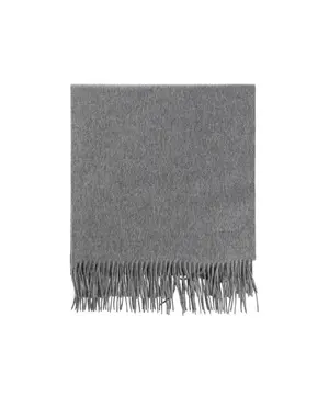 Max Mara Fringed Logo-embroidered Scarf Gray