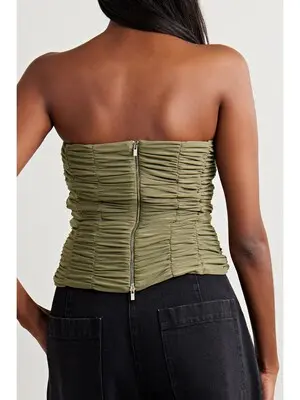Tibi Convertible Off-the-shoulder Ruched Jersey Top