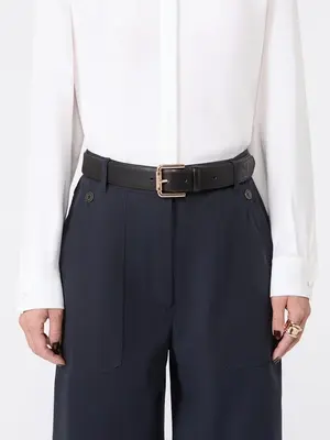 Max Mara Brogue-detail Leather Belt - Black