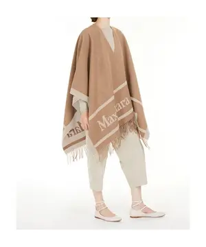 Max Mara Logo-intarsia Fringed Cape