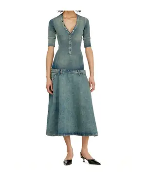 DIESEL® Ribbed-knit Panelled Midi Dress