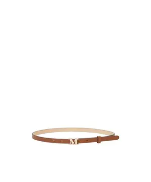 Max Mara Leather Monogram Belt - Amber Brown