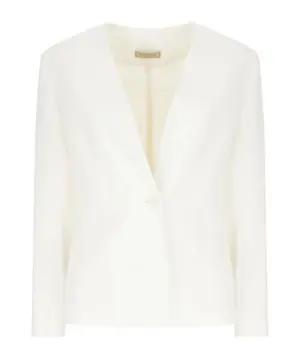 Antonelli Firenze Single-button Collarless Jacket - White
